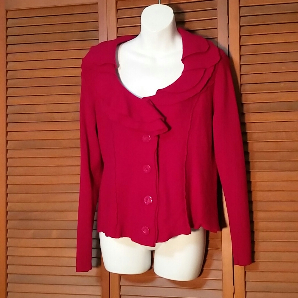 Berry Merino Wool Sweater Jacket - Gem